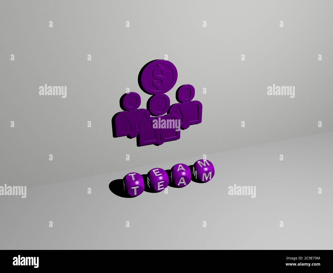 3D graphical image of TEAM vertically along with text built by metallic ...
