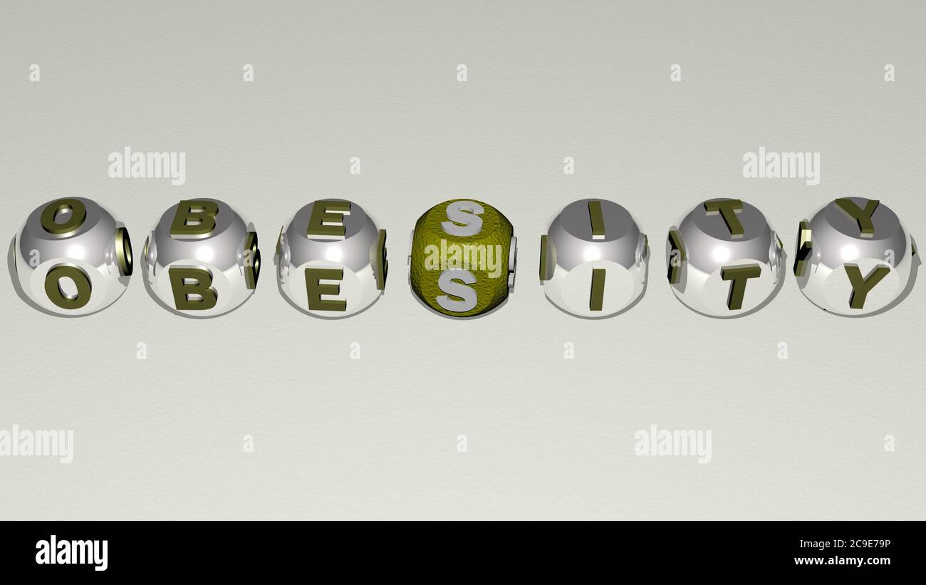 combination of Obesity built by cubic letters from the top perspective ...