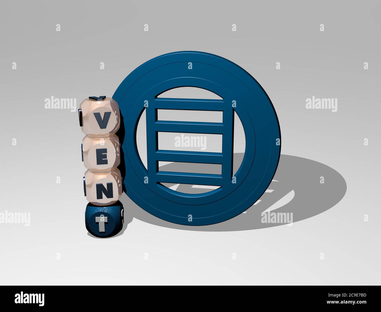 3D representation of vent with icon on the wall and text arranged by ...
