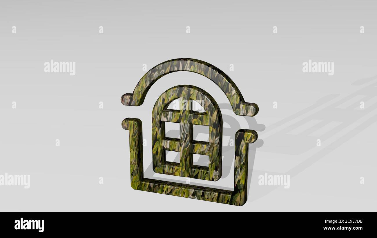 architecture window casting shadow with two lights. 3D illustration of ...