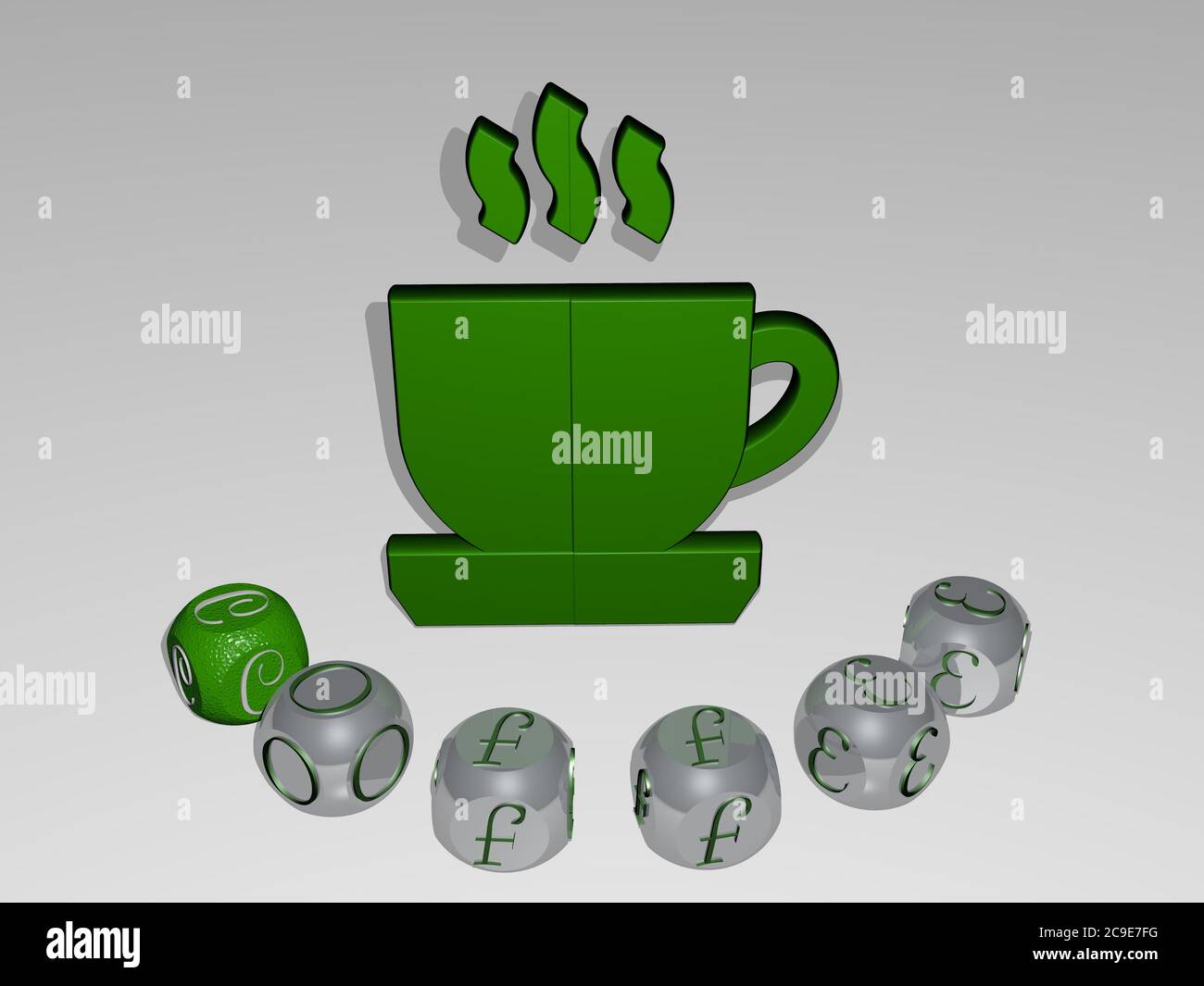 3D representation of COFFEE with icon on the wall and text arranged by ...