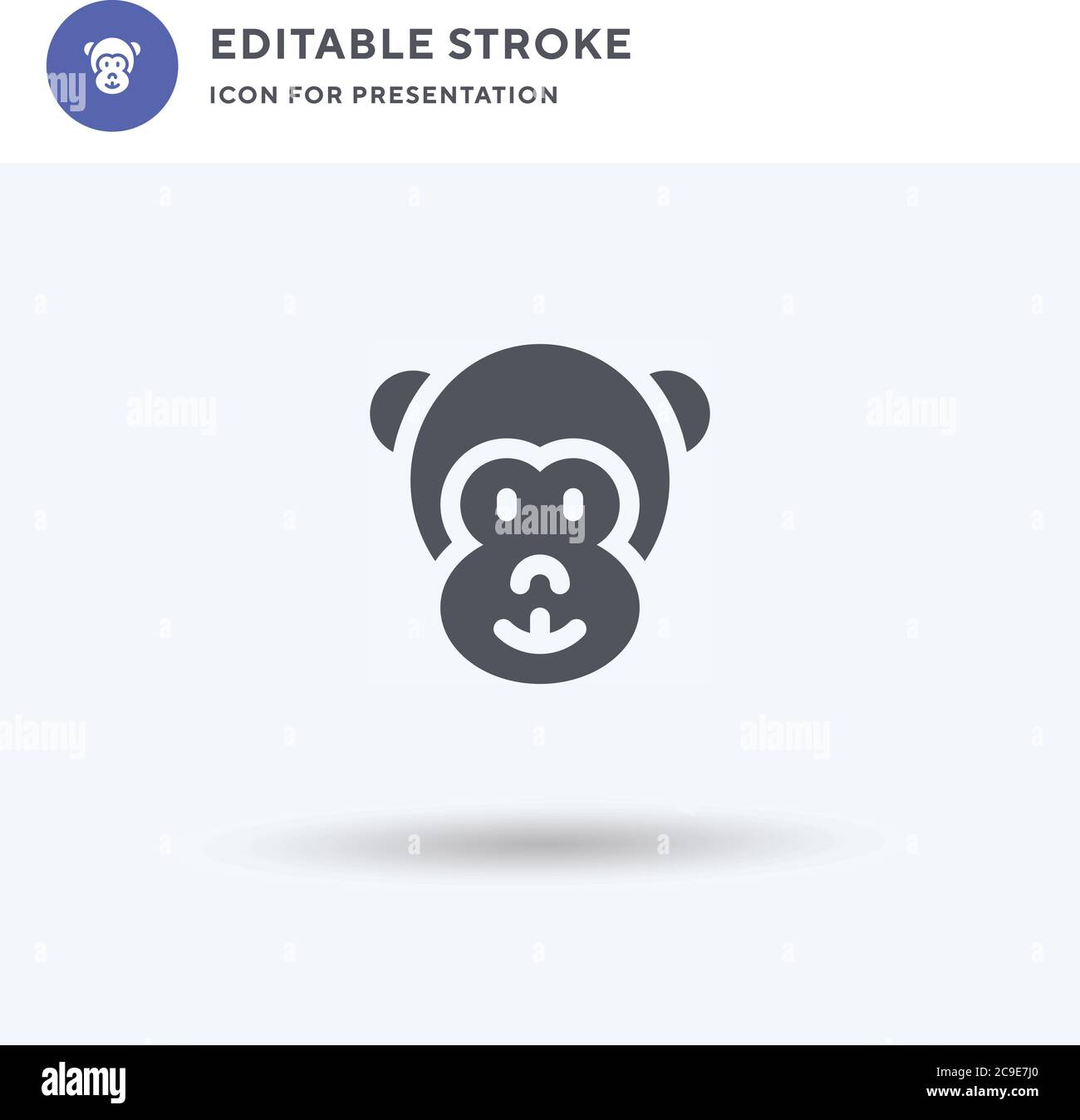Monkey icon vector, filled flat sign, solid pictogram isolated on white ...