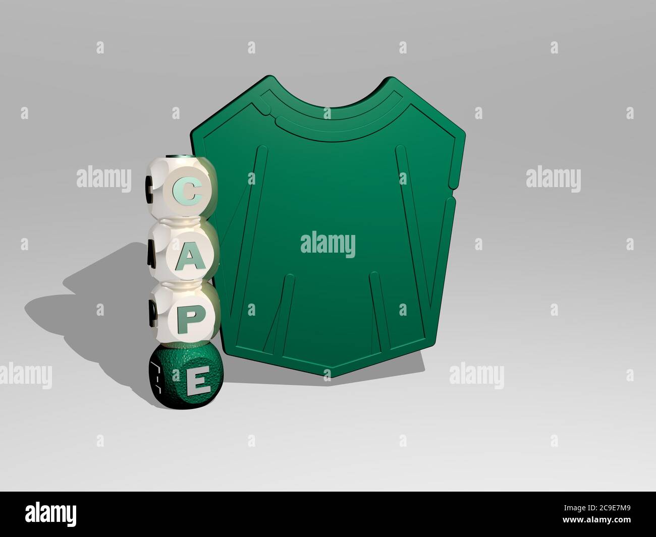 3D illustration of cape graphics and text around the icon made by ...