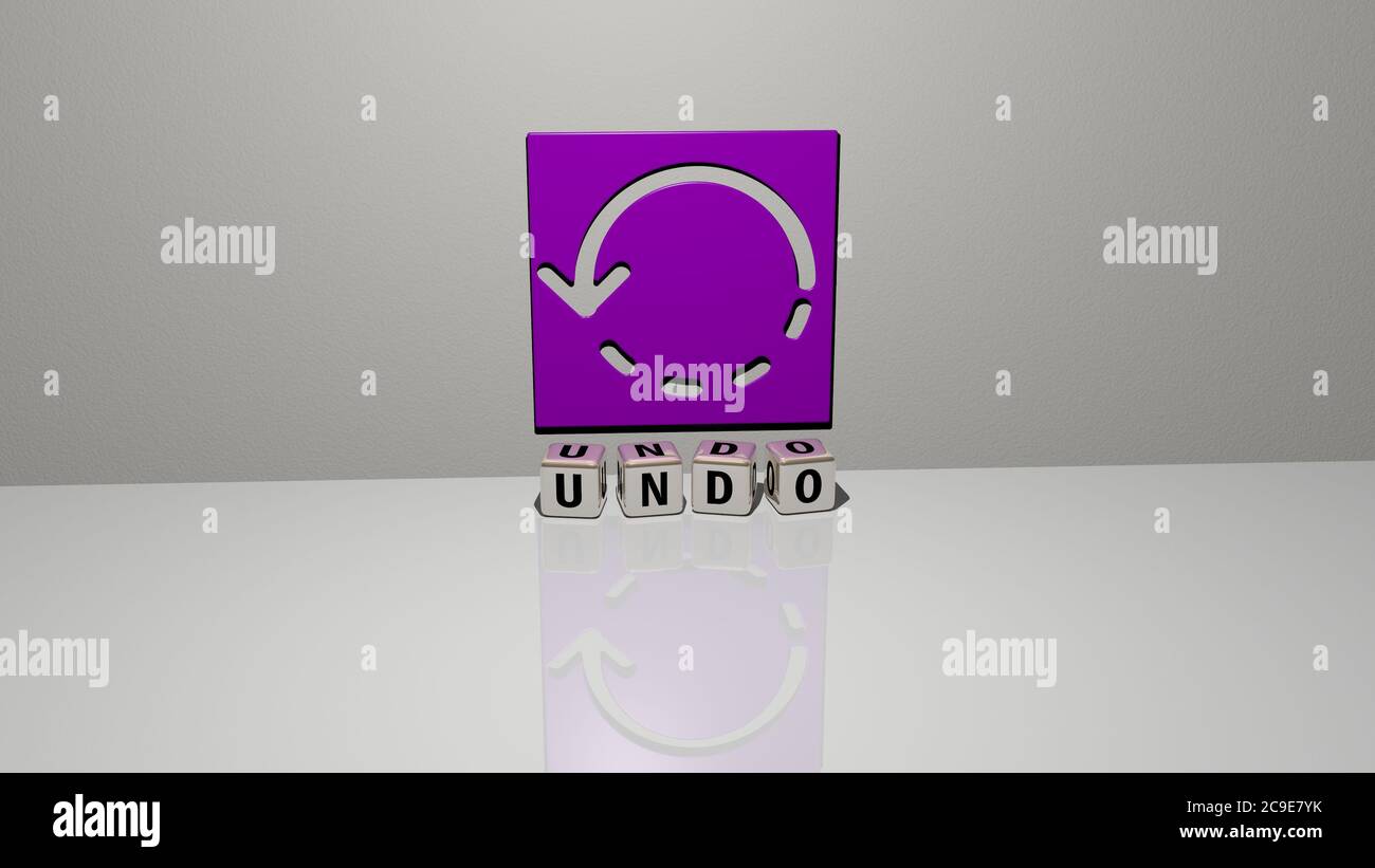 3D representation of UNDO with icon on the wall and text arranged by ...