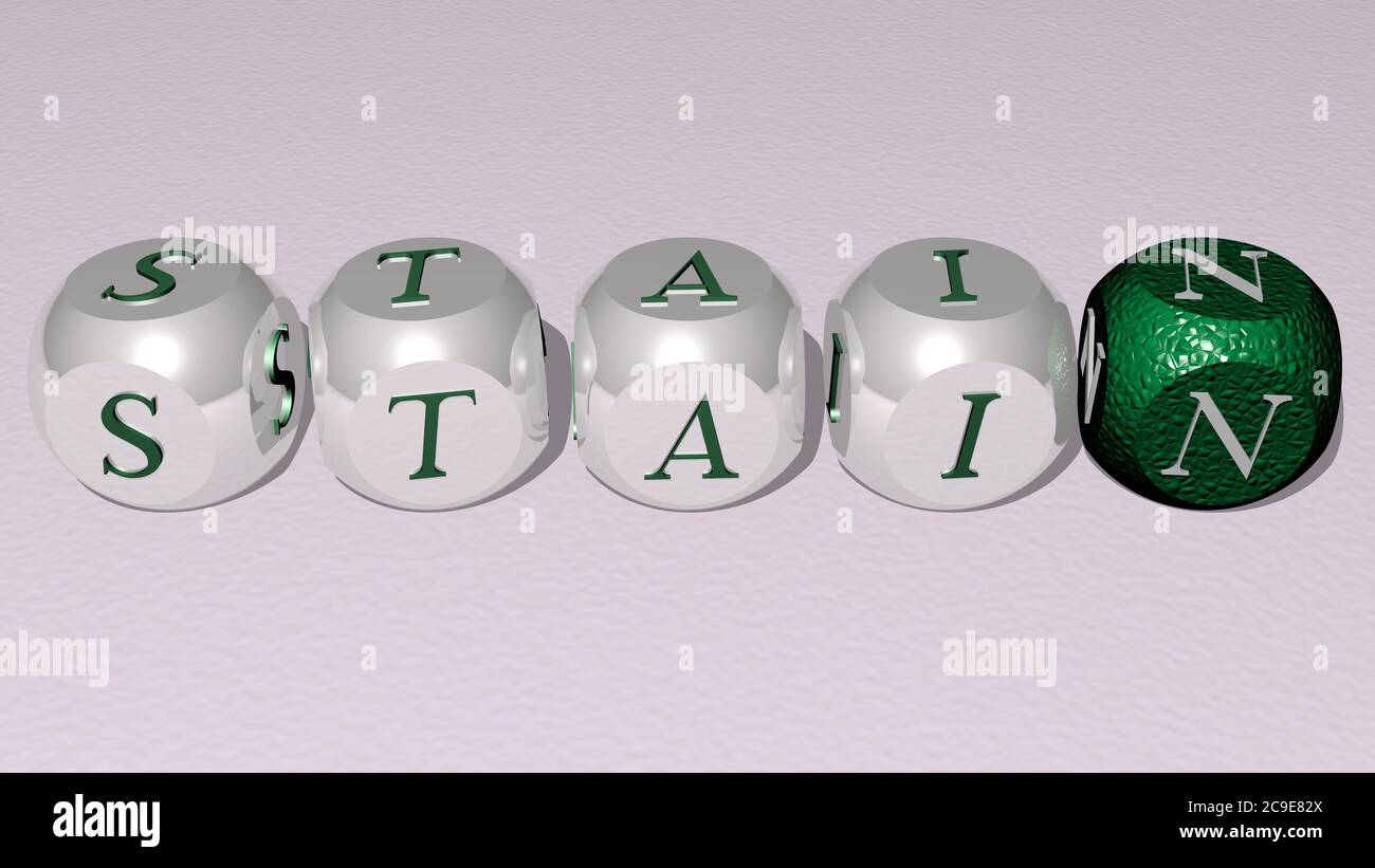 combination of STAIN built by cubic letters from the top perspective ...