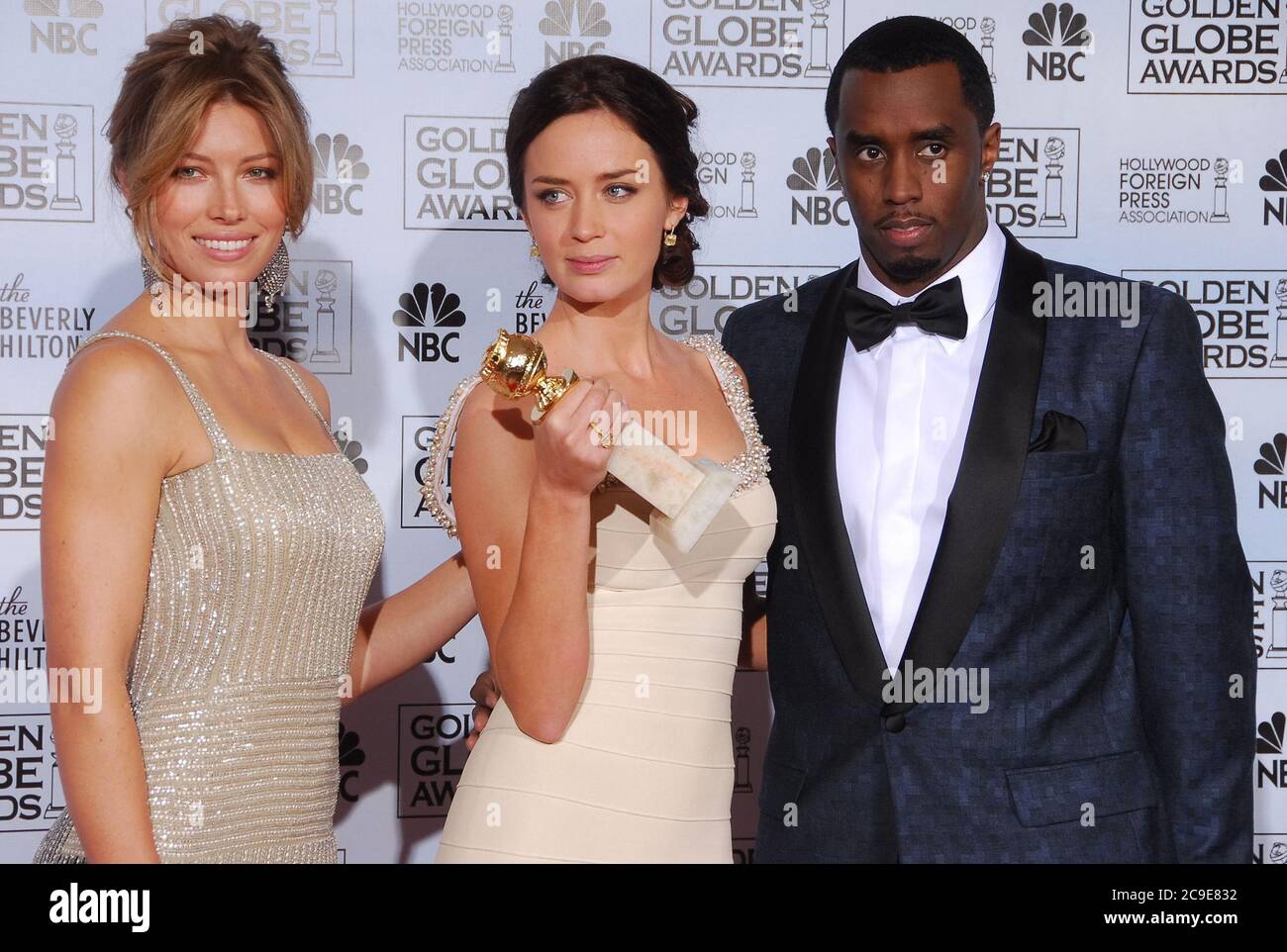 Jessica Biel, Emily Blunt, and Sean Combs at the 64th Annual Golden ...