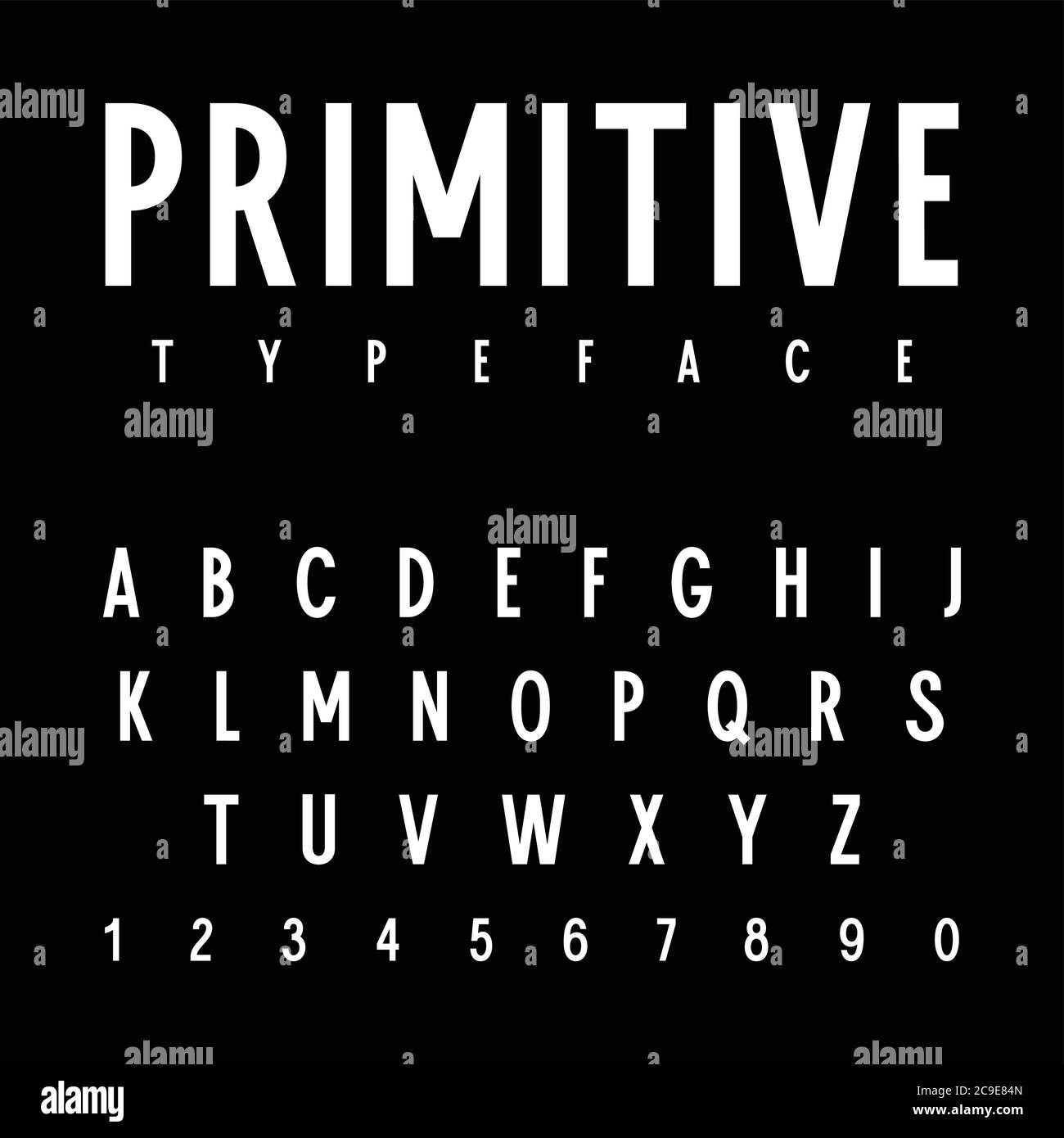 Simple sans serif alphabet. Simple narrow uppercase letters and numbers ...