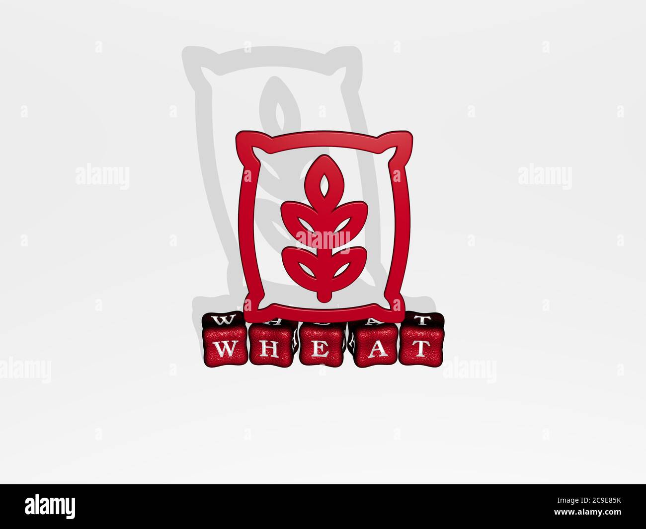 3D illustration of WHEAT graphics and text made by metallic dice ...