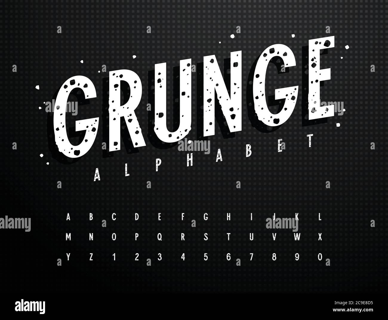 Rough stamp typeface. Grunge textured font. Vector handmade alphabet ...