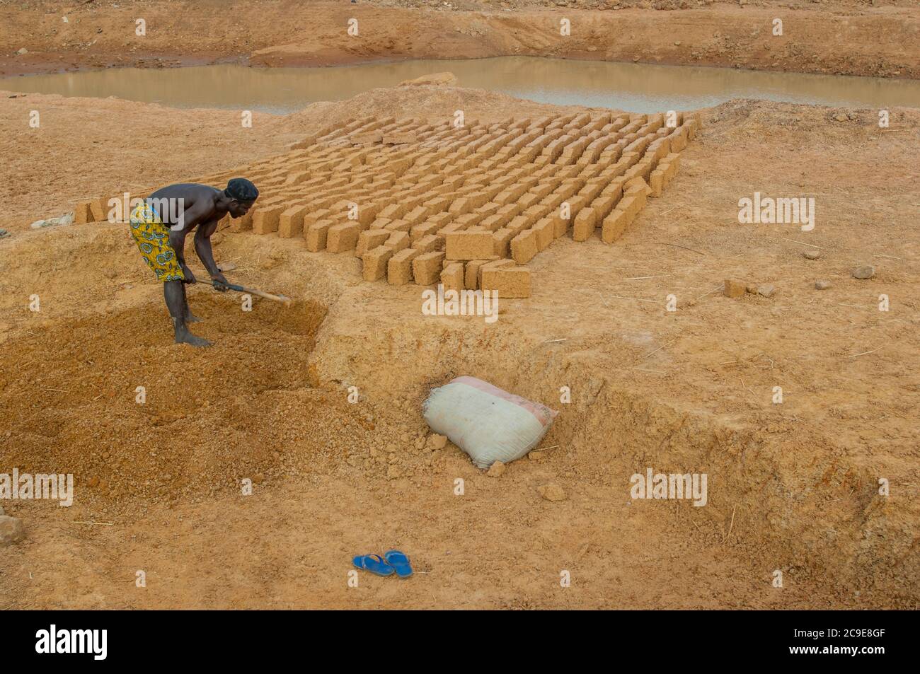 The mudbrick production in the Bandiagara area in Mali, West Africa ...