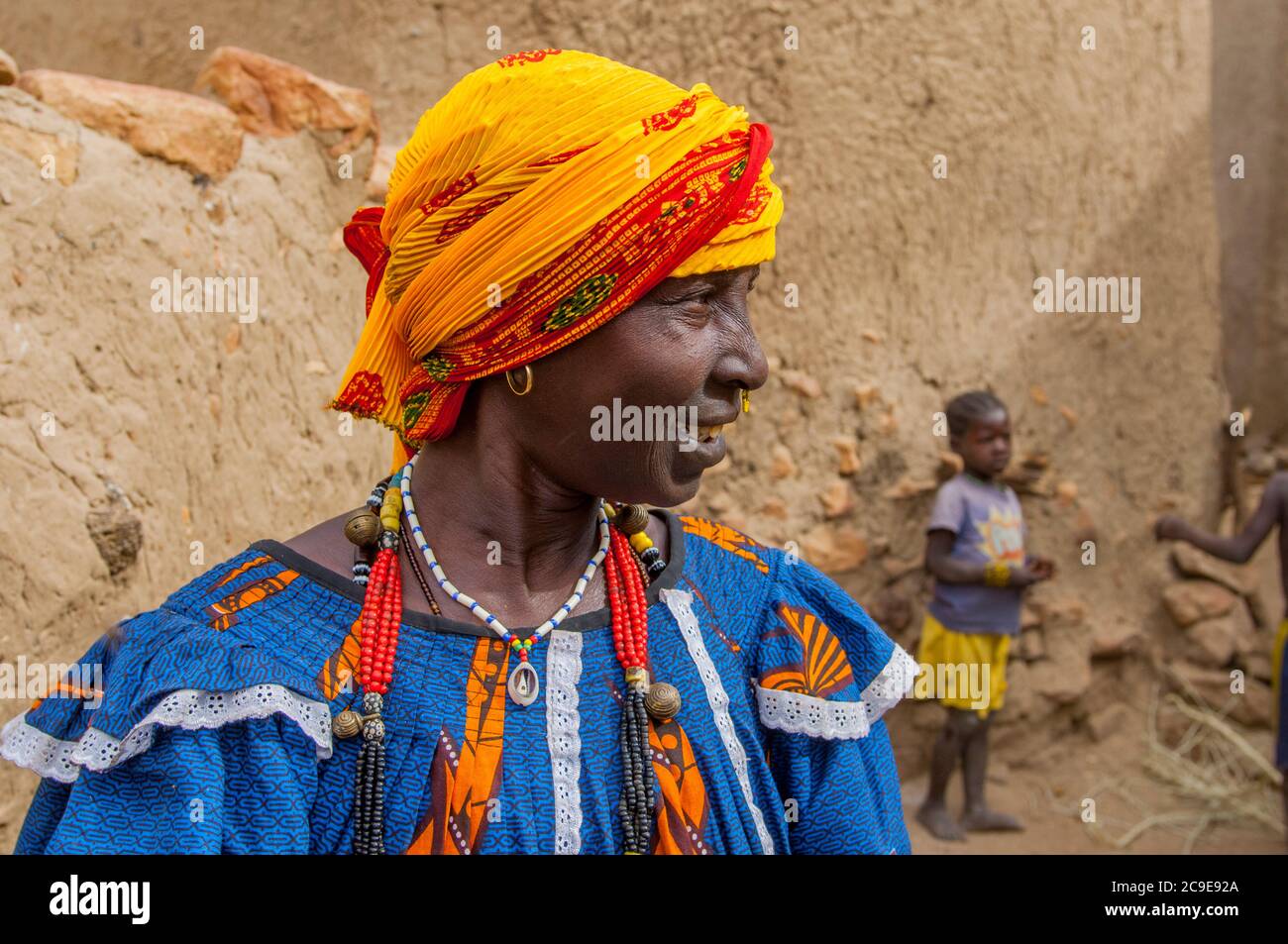 Portrait of a Dogon woman in the Niogono Dogon Village in the ...