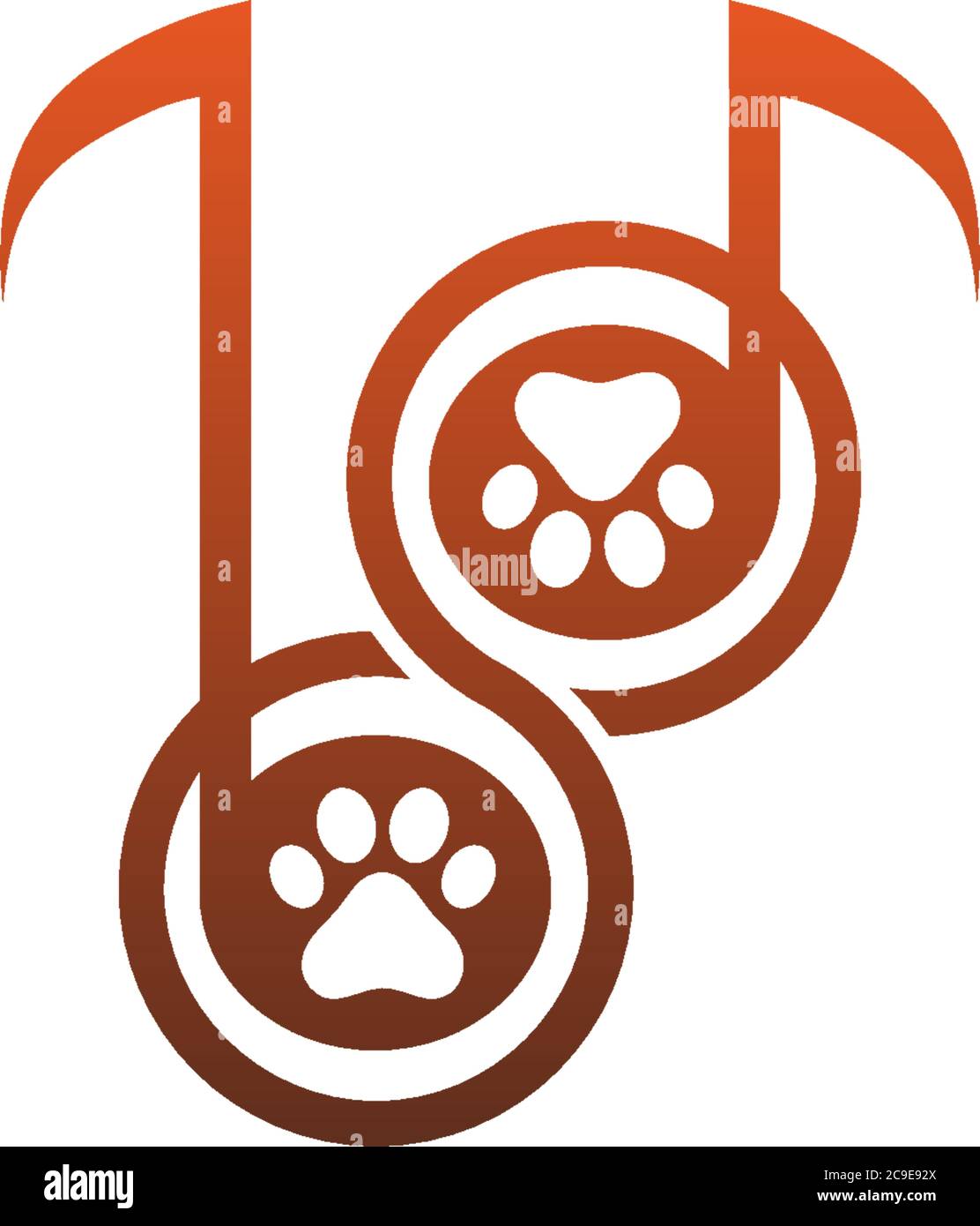 Dog footprint with tone music logo icon design concept illustration ...