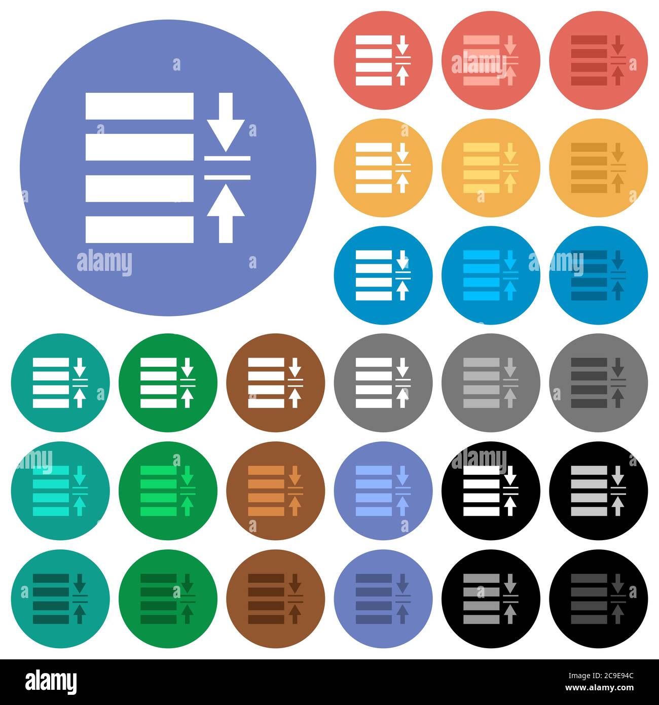 Adjust line spacing multi colored flat icons on round backgrounds ...