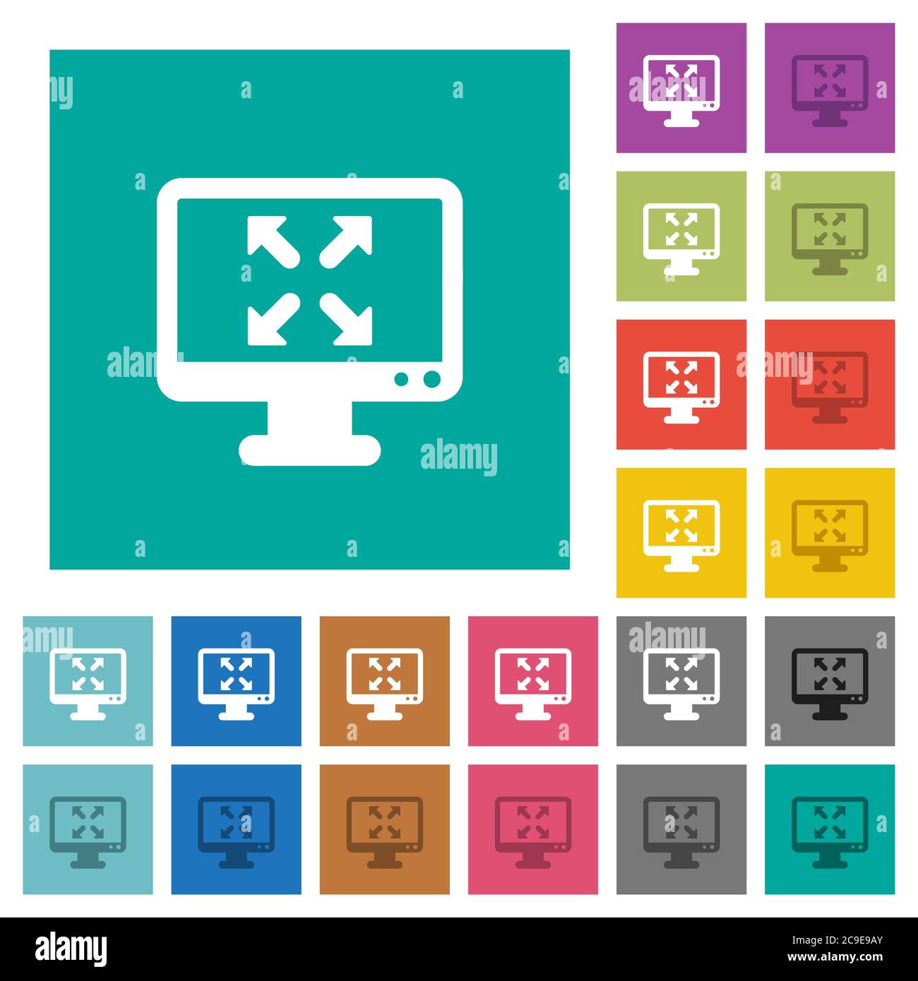Change to fullscreen view multi colored flat icons on plain square ...