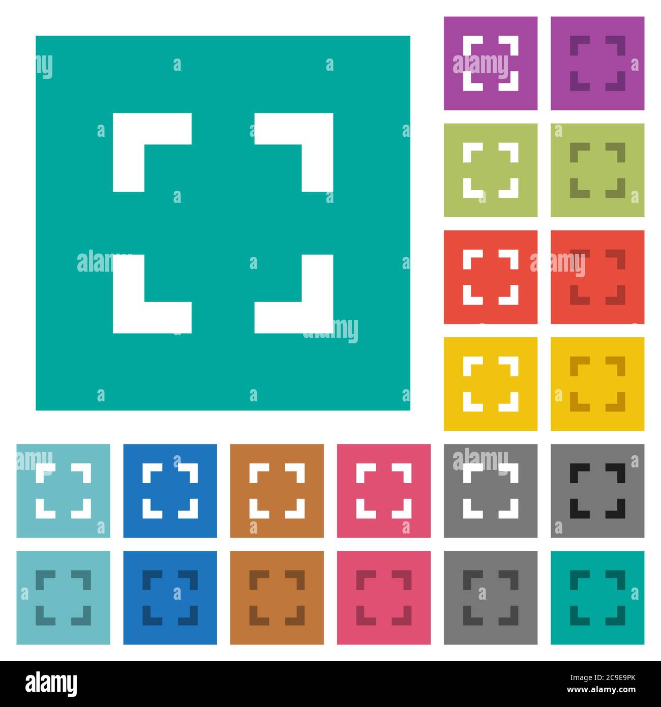 Selector tool multi colored flat icons on plain square backgrounds ...