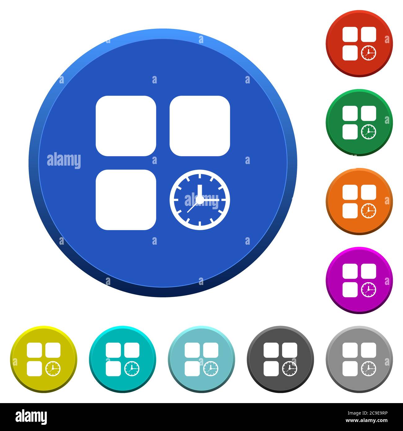 Component Timer Round Color Beveled Buttons With Smooth Surfaces And