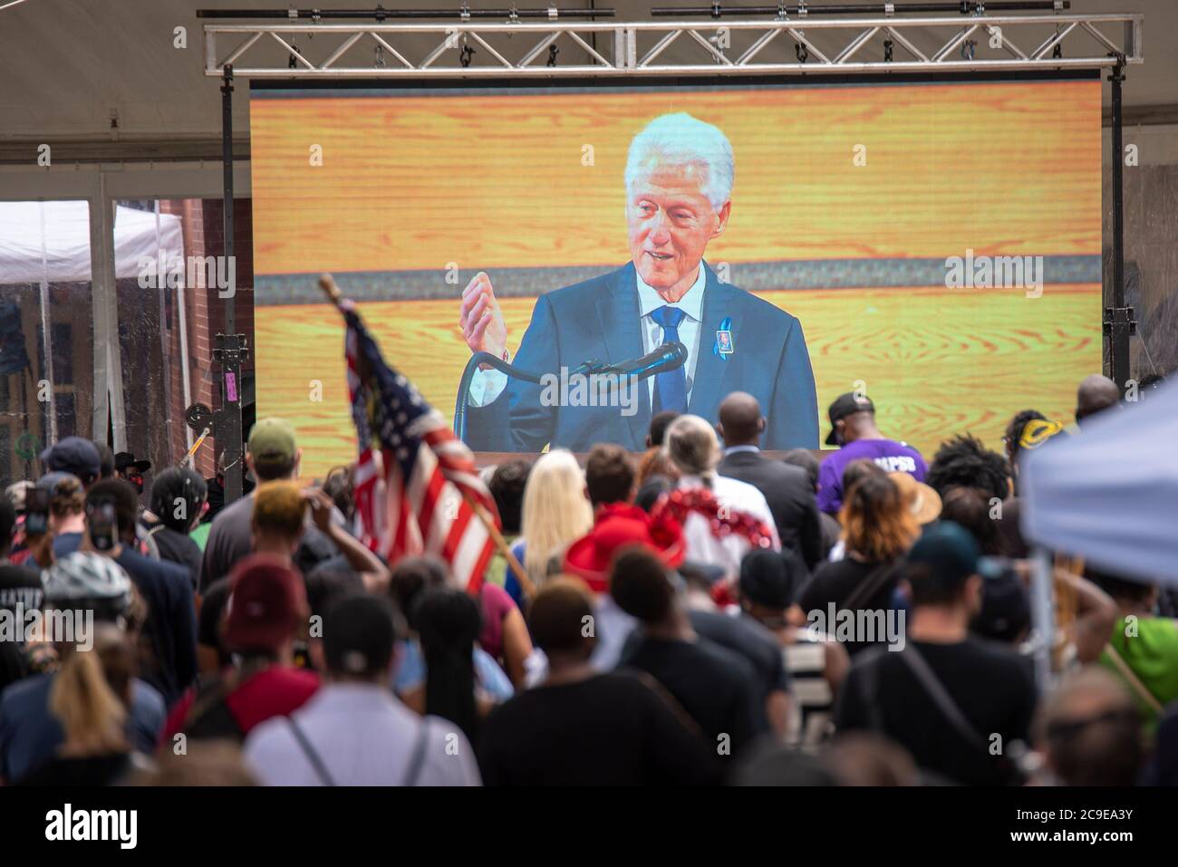 Atlanta, Georgia, USA. 30th July, 2020. Crowds gathered outside of ...