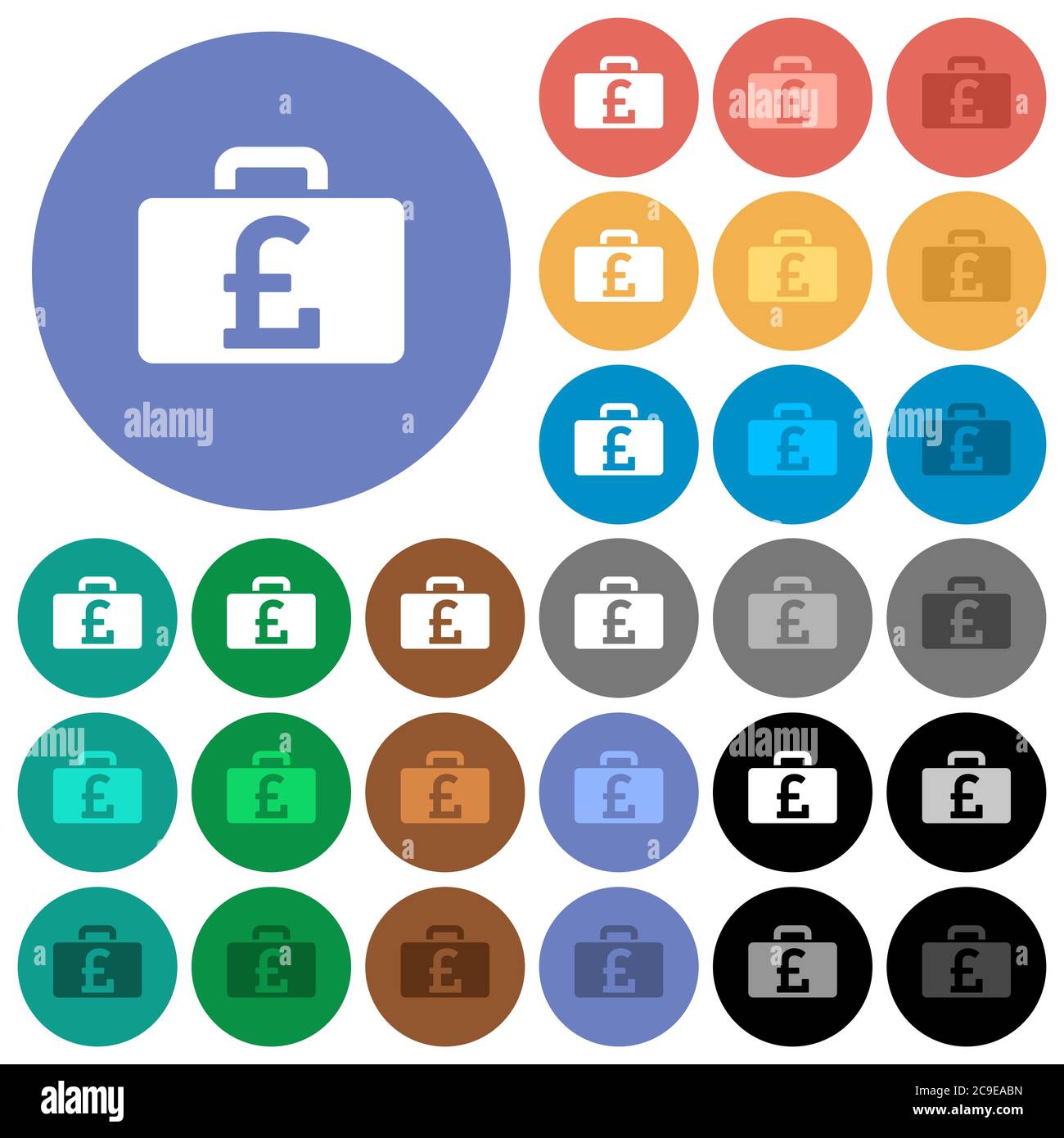 Pound bag multi colored flat icons on round backgrounds. Included white ...