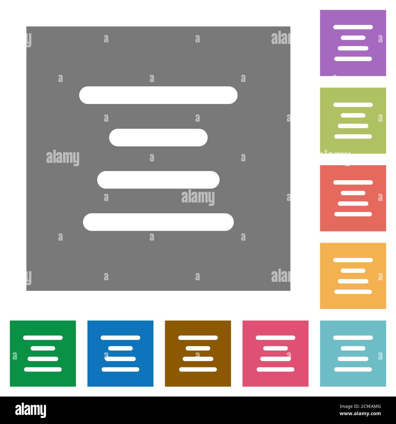 Text align center flat icons on simple color square backgrounds Stock Vector Image & Art - Alamy