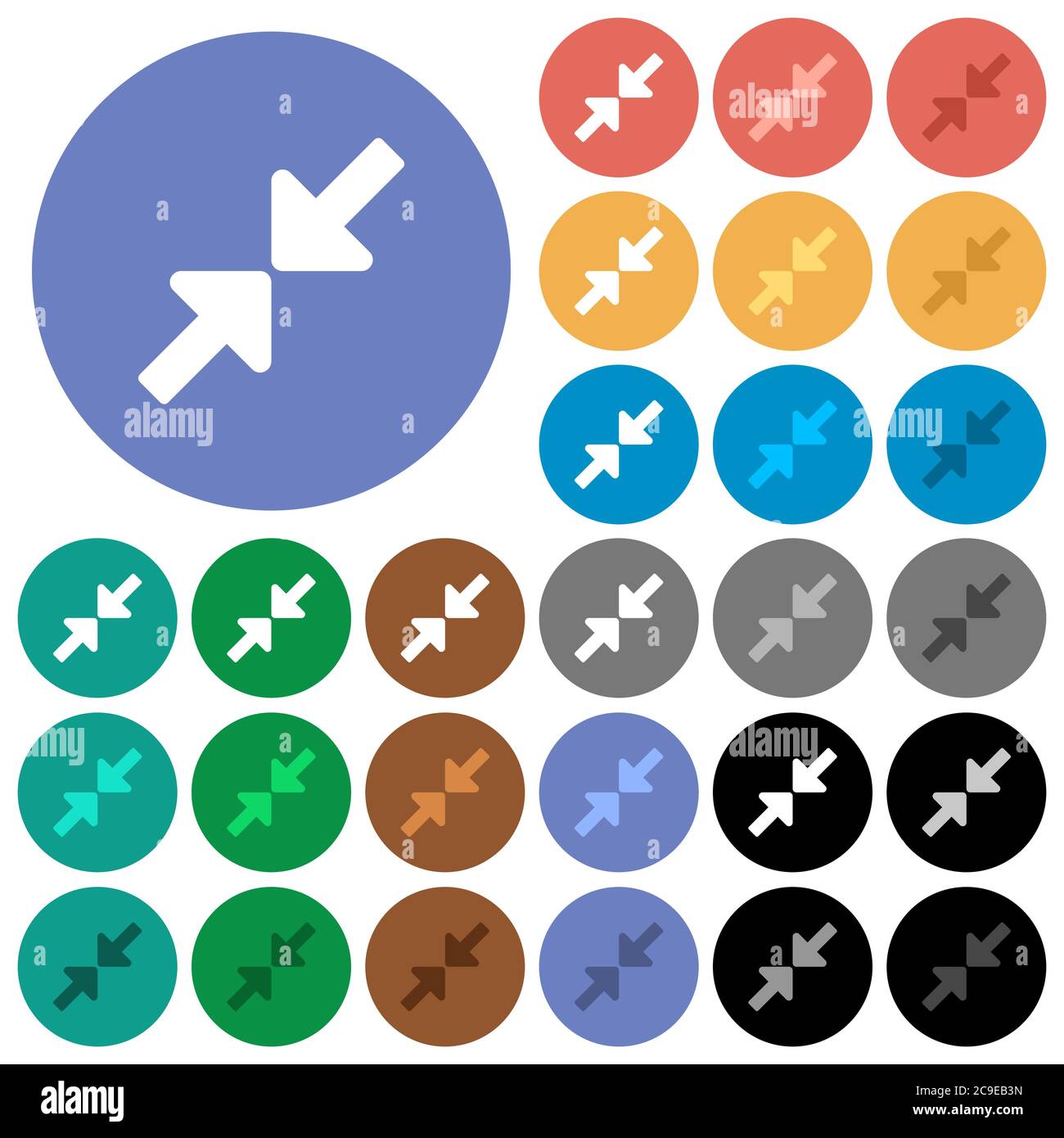 Resize small multi colored flat icons on round backgrounds. Included ...