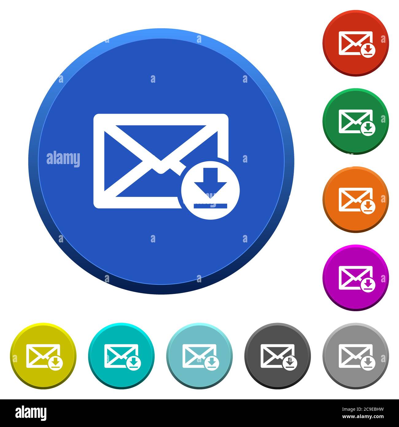 Receive mail round color beveled buttons with smooth surfaces and flat ...
