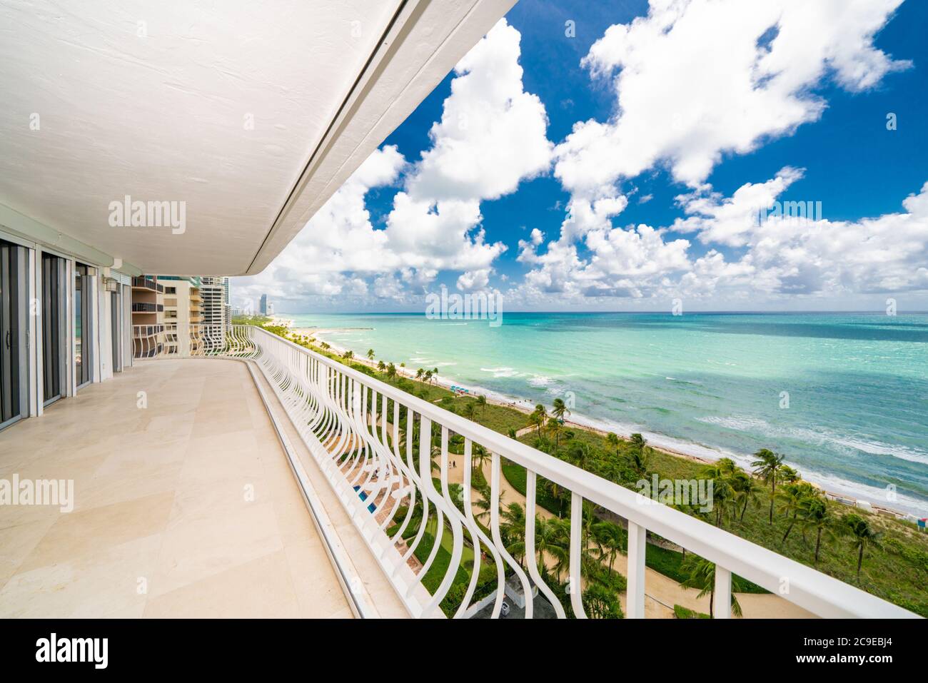 Condominium balcony with ocean view Miami Beach Stock Photo - Alamy