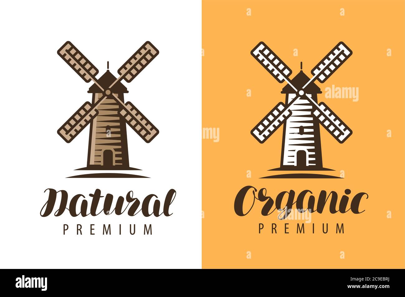 Natural, organic food logo. Windmill symbol. Farm, food concept Stock ...