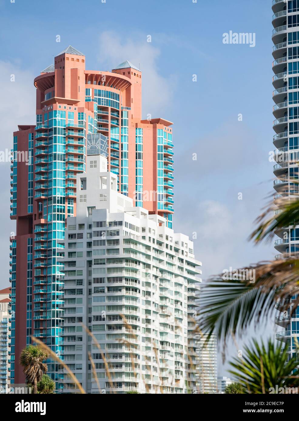 Luxury modern highrise towers in Miami Beach Stock Photo - Alamy