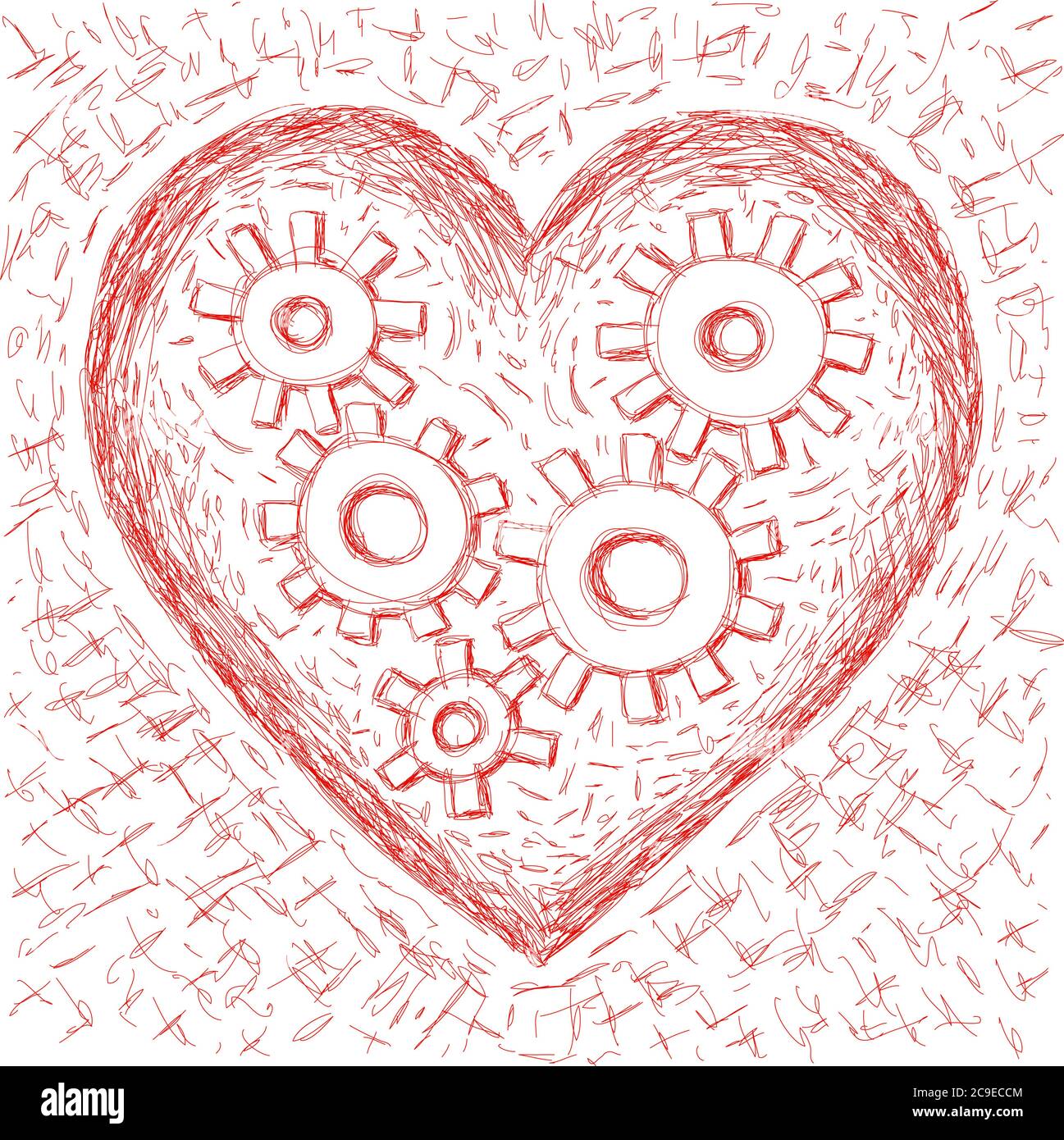 Heart shape with gear wheels hi-res stock photography and images - Alamy