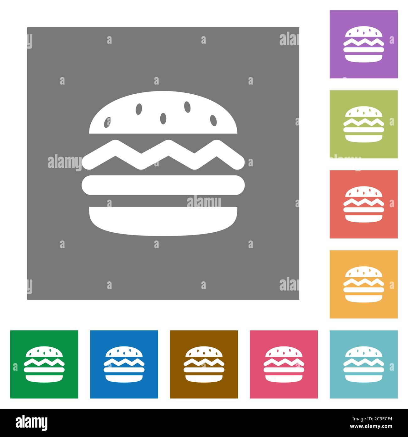 Single hamburger flat icons on simple color square backgrounds Stock ...