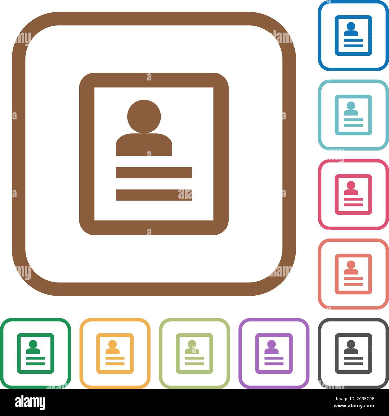 Contacts Simple Icons In Color Rounded Square Frames On White Background Stock Vector Image