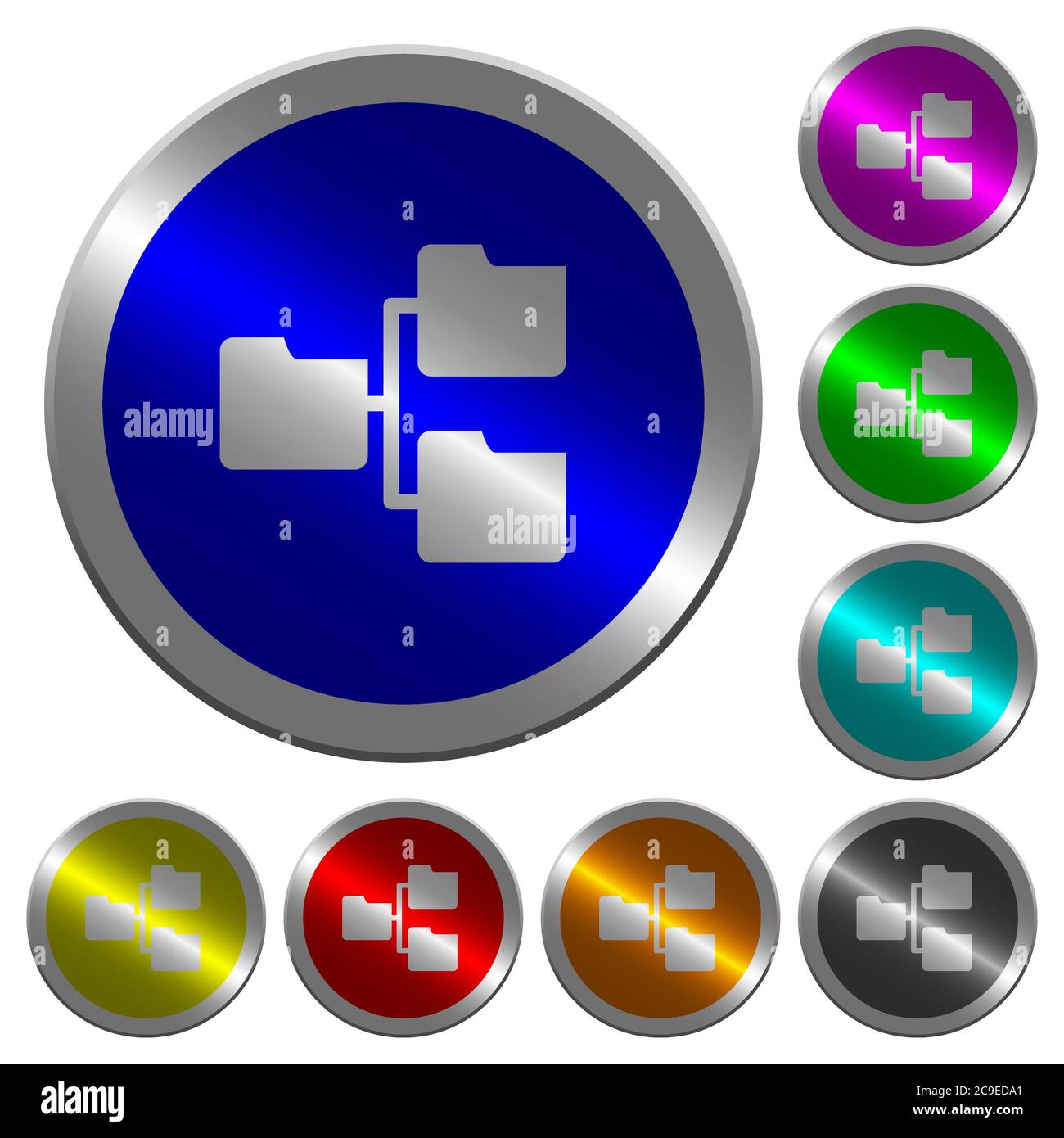 Shared folders icons on round luminous coin-like color steel buttons Stock Vector Image & Art ...