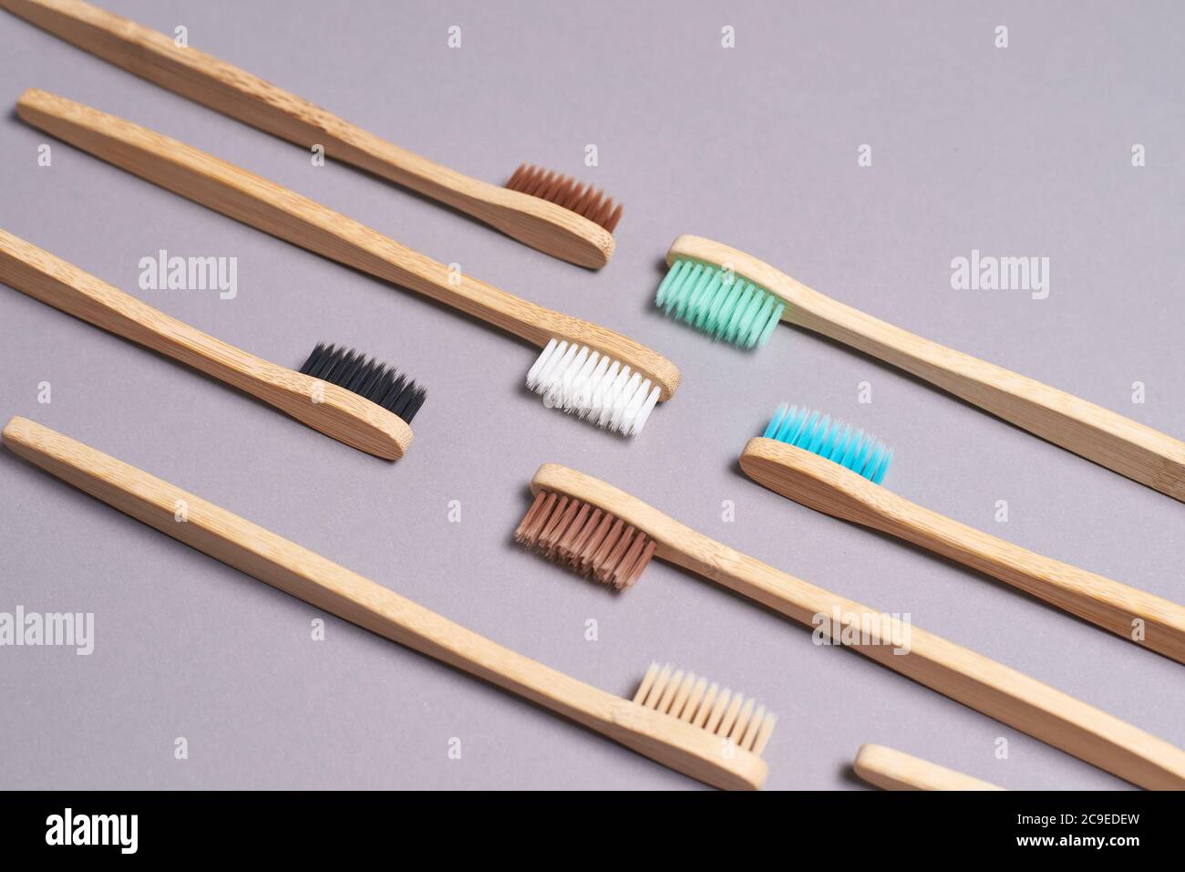 Set of bamboo toothbrushes. Different color Stock Photo - Alamy