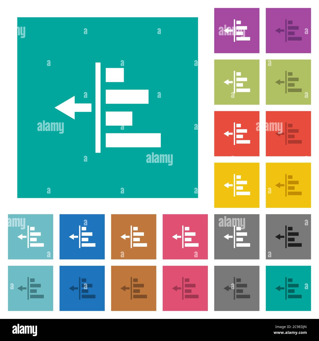Decrease left indentation of content multi colored flat icons on plain square backgrounds ...