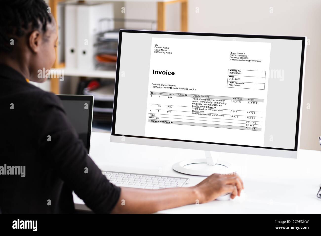 Online Electronic Invoice Management On Desktop Computer Stock Photo ...