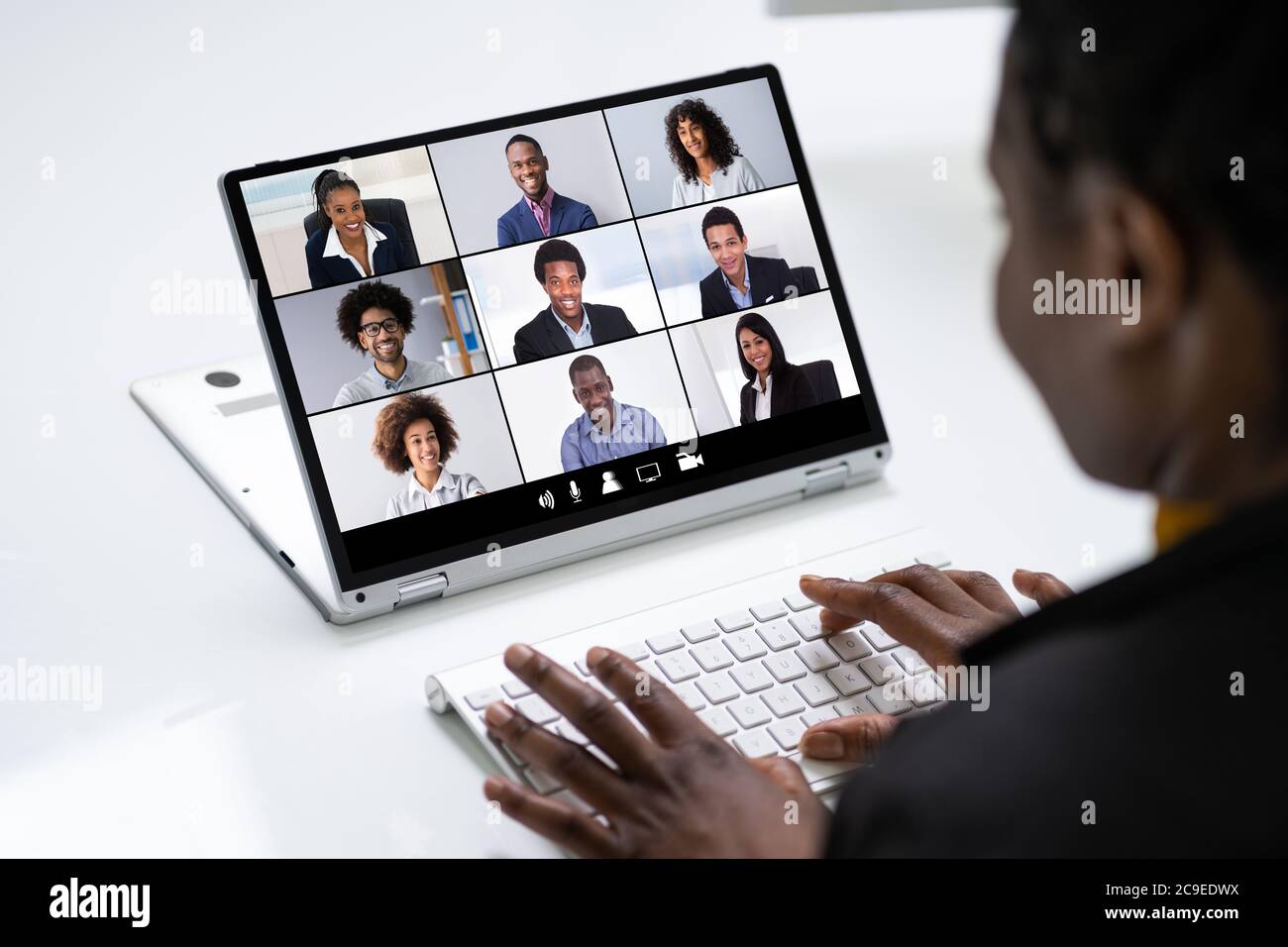 Online Video Conference Interview Call And Call Meeting Stock Photo - Alamy