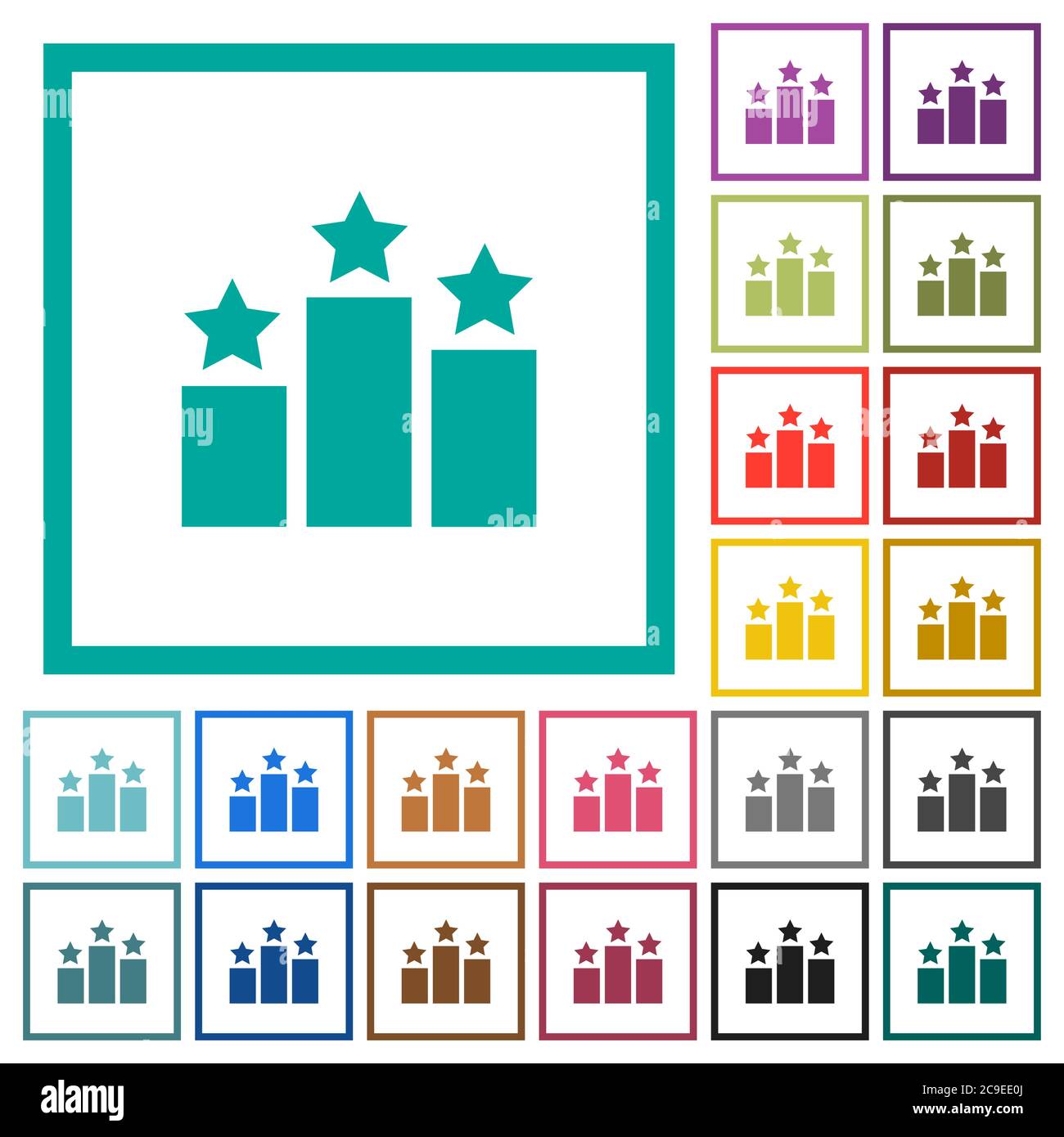 Ranking flat color icons with quadrant frames on white background Stock ...