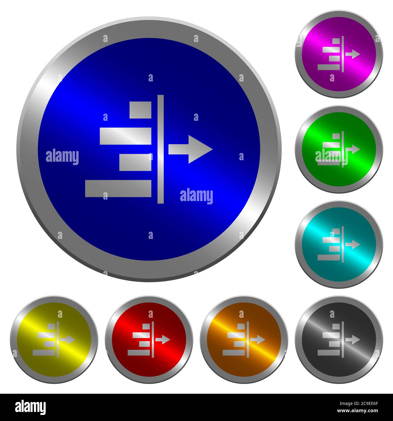 Decrease right indentation of content icons on round luminous coin-like color steel buttons ...