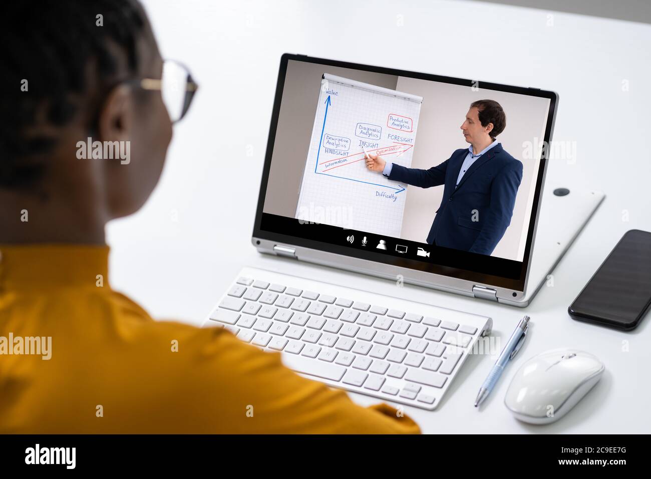 Online Virtual Video Conference Training On Laptop Computer Stock Photo ...
