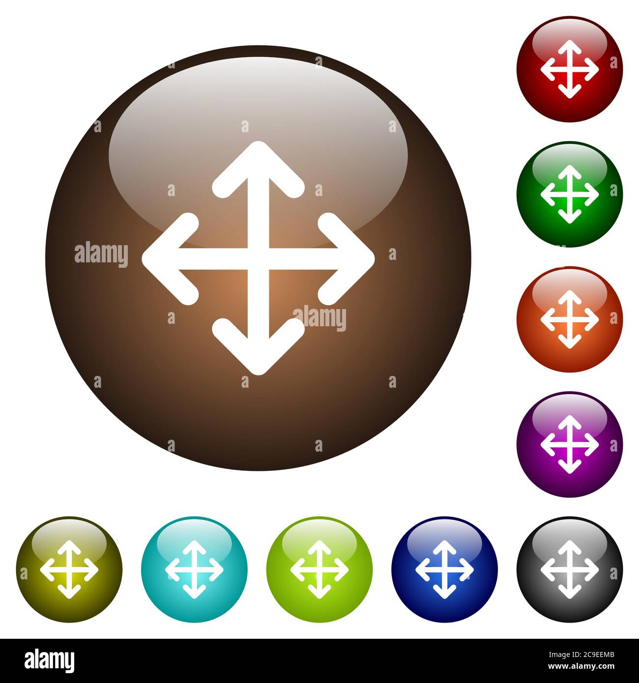 Move arrows white icons on round color glass buttons Stock Vector Image ...