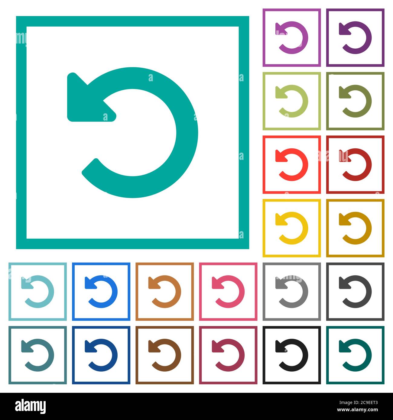 Undo changes flat color icons with quadrant frames on white background ...