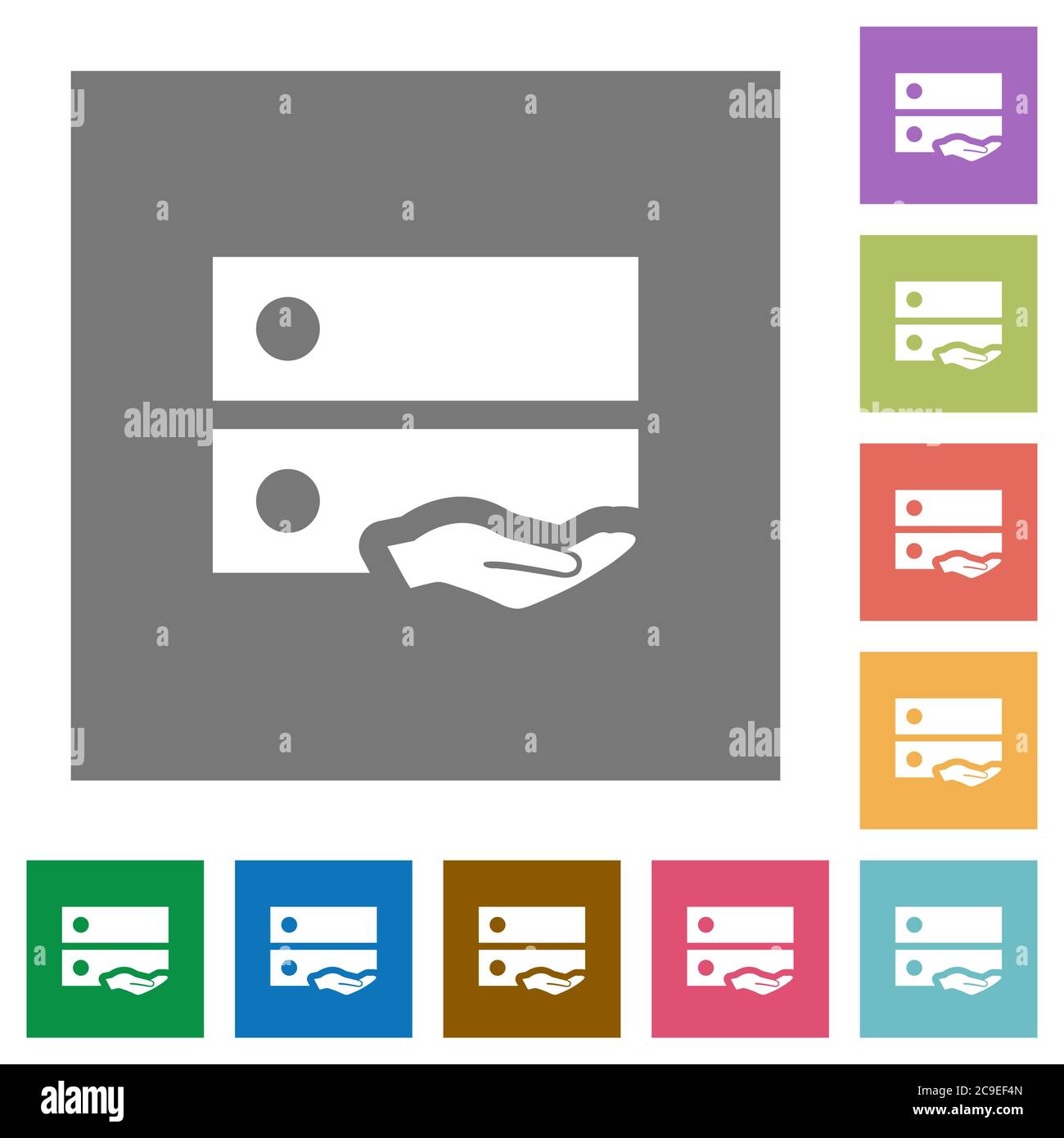 Shared drive flat icons on simple color square backgrounds Stock Vector ...