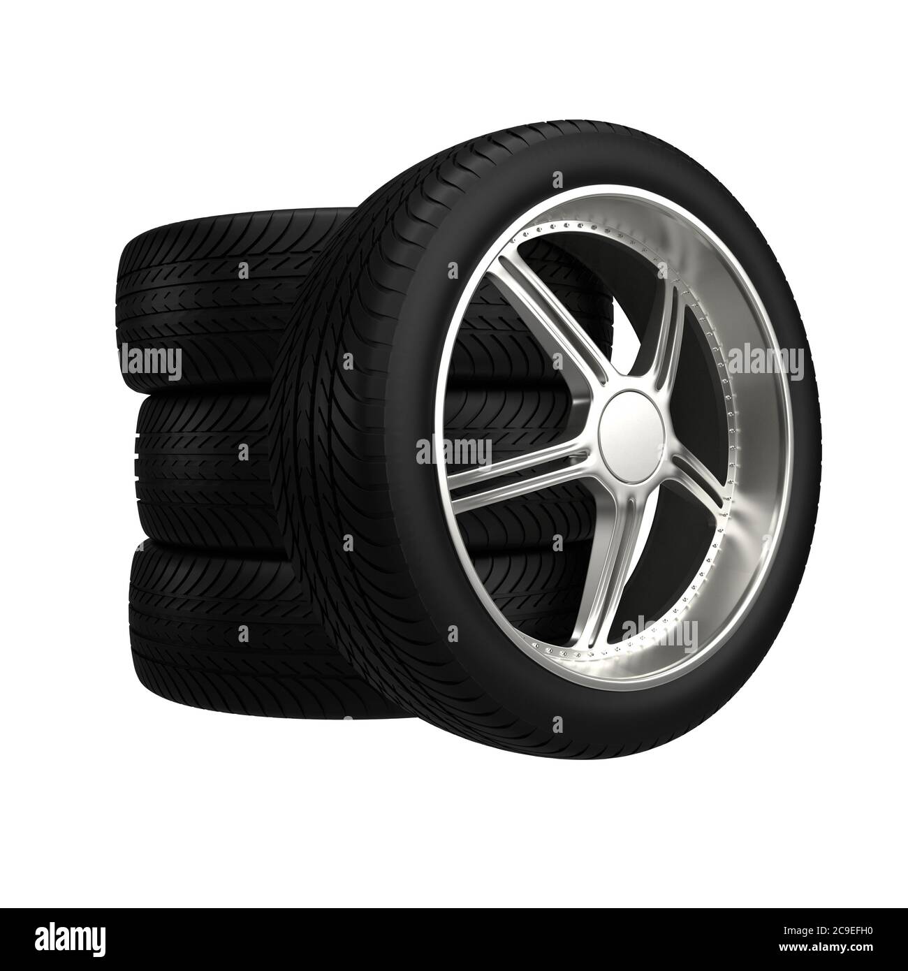 Car wheels isolated on white background. 3D rendering Stock Photo - Alamy