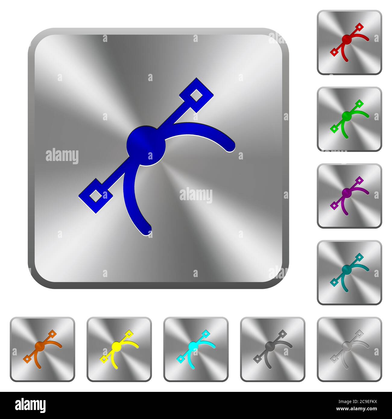Vector symbol engraved icons on rounded square glossy steel buttons ...