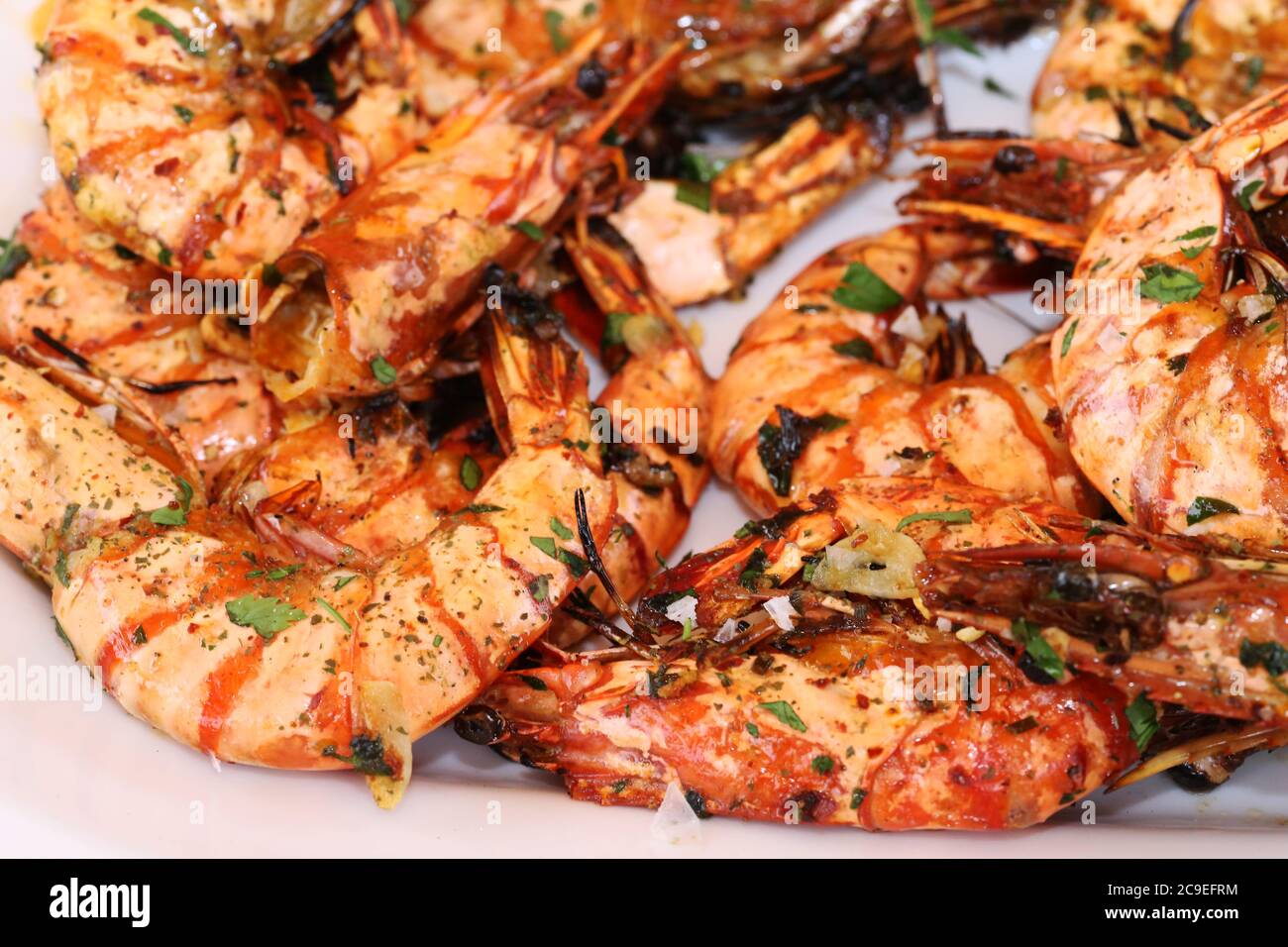 Grilled Black Tiger Shrimps, close up Stock Photo - Alamy