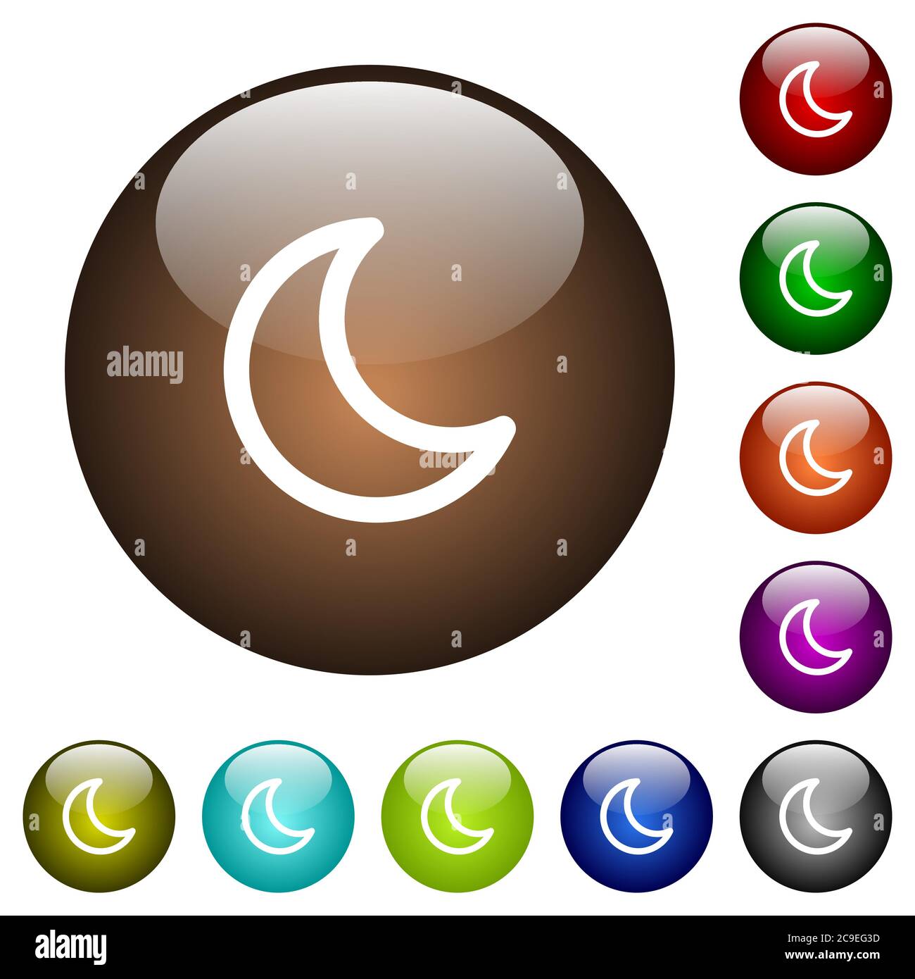 Moon shape white icons on round color glass buttons Stock Vector Image ...