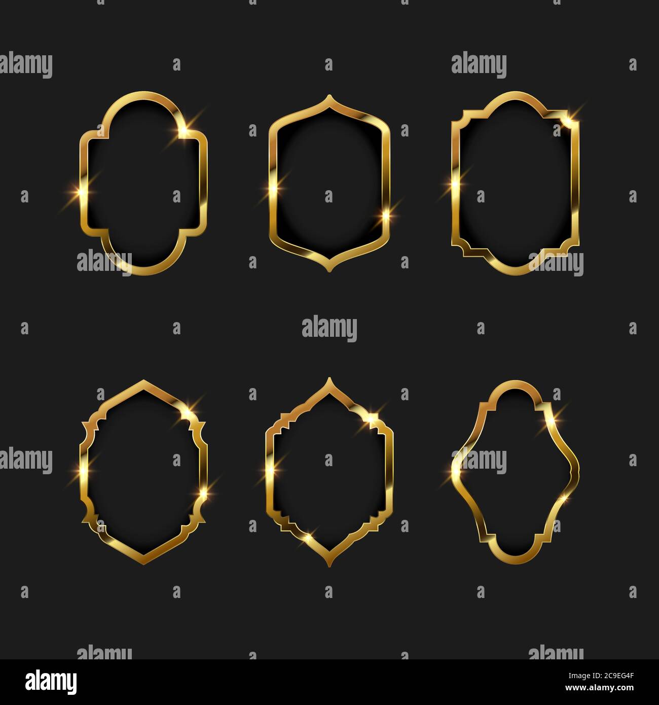 Gold frame border vector illustration design template Stock Vector ...