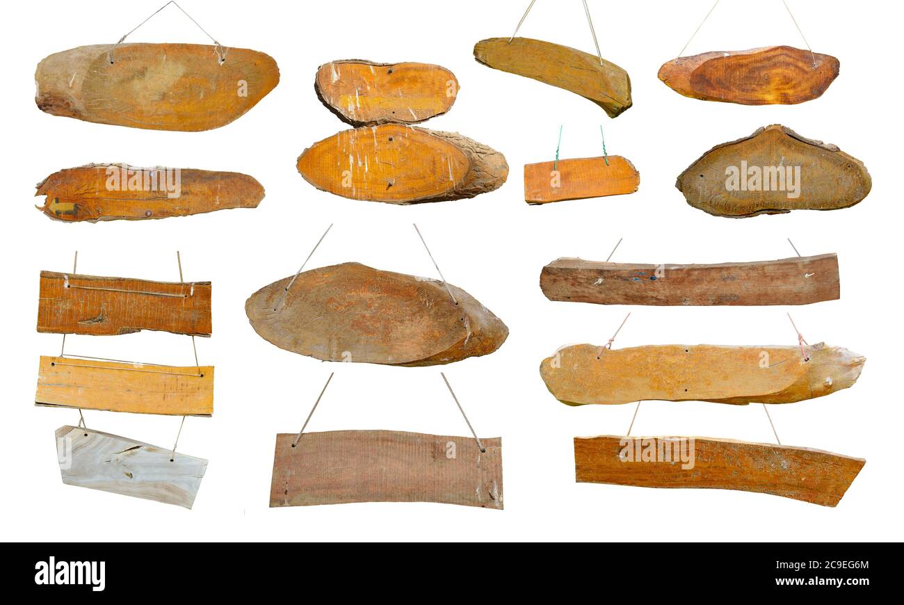 Rustic wooden board, Old plank. Set. Isolated on white background Stock ...