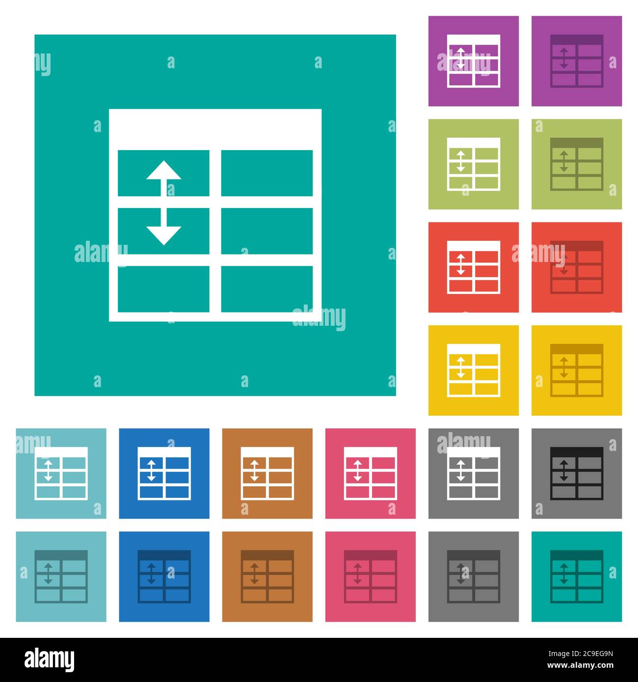 Spreadsheet adjust table row height multi colored flat icons on plain square backgrounds ...