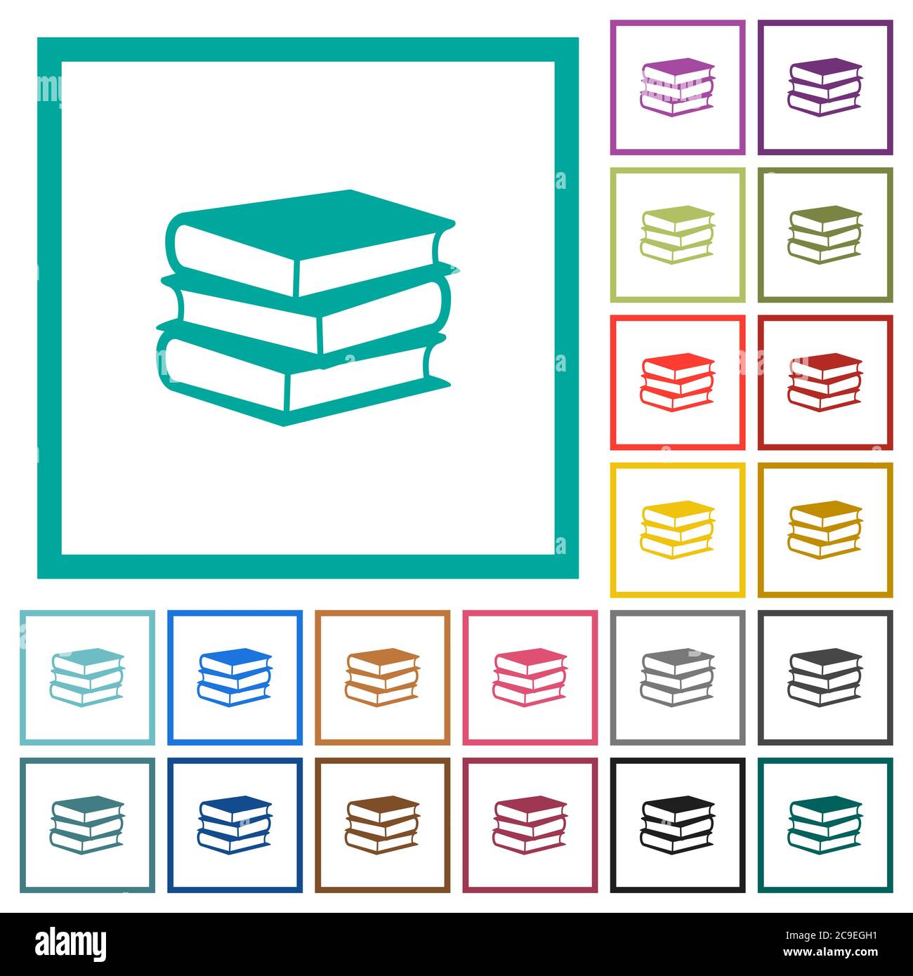 Books flat color icons with quadrant frames on white background Stock ...